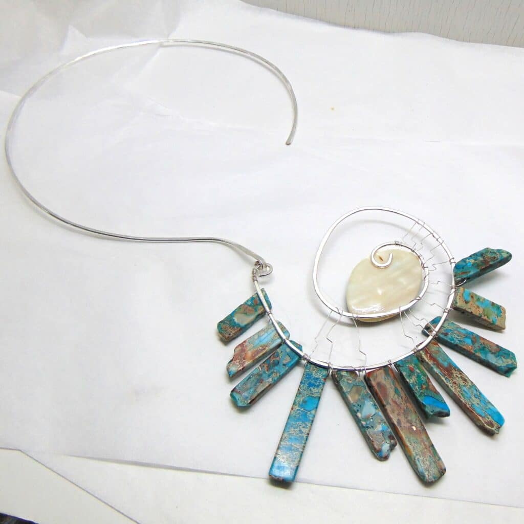 Wrap Around Necklace Design Sterling Silver, Paua Shell Cabochon And ...