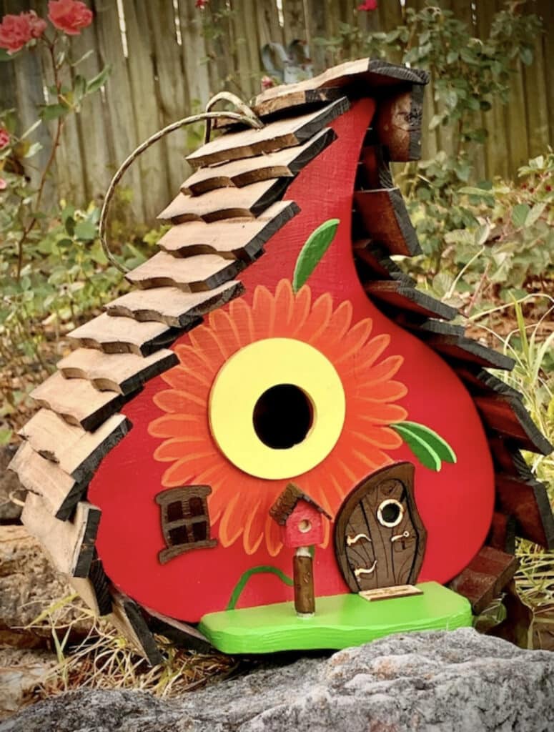Red Floral Gourd Birdhouse - My Community Made