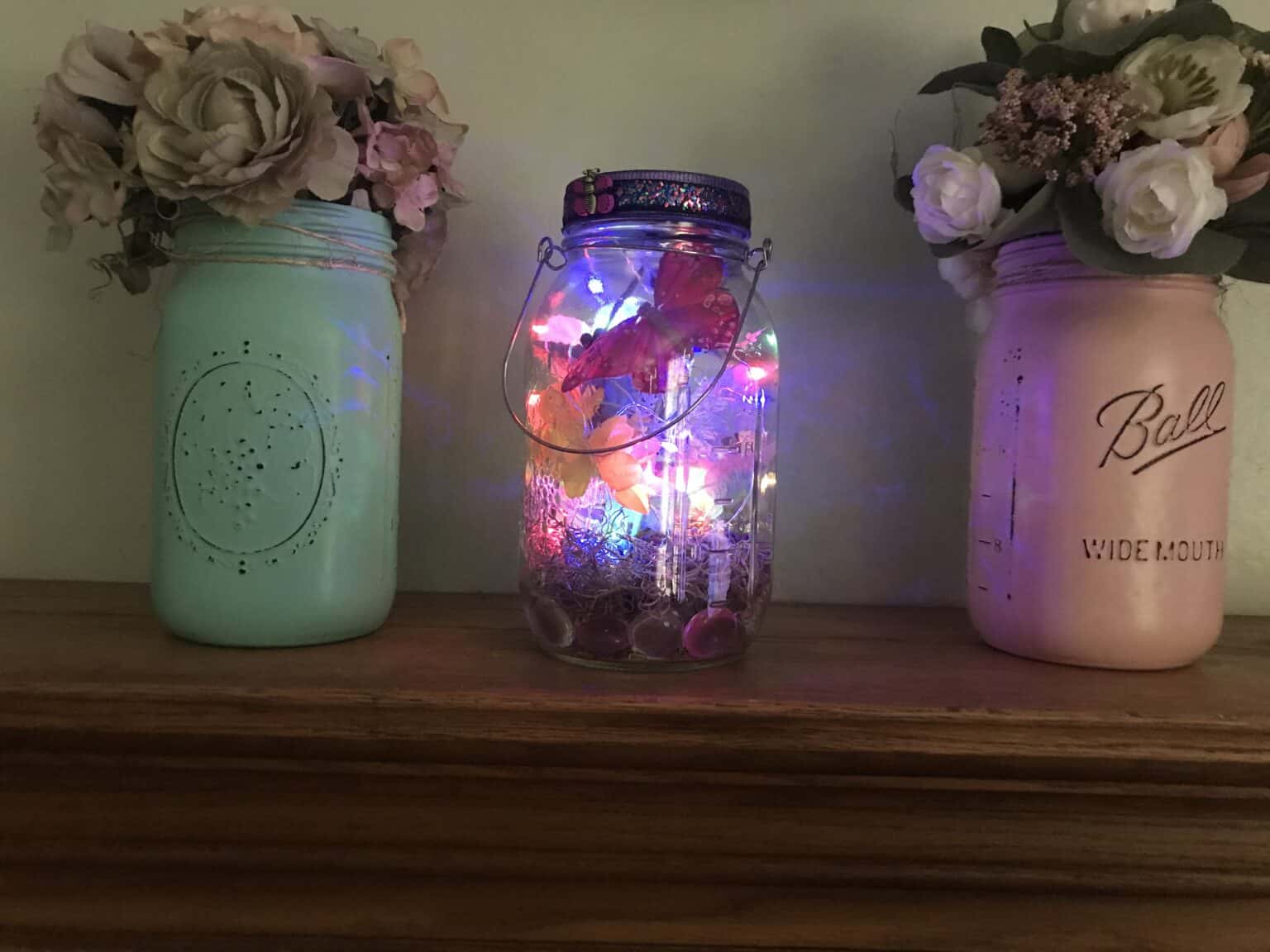 Butterfly Garden Hanging Solar Lighted Mason Jar Lantern Indoor/outdoor ...