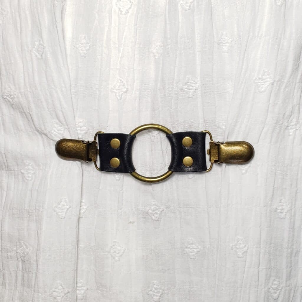 Black Leather Cinch Clip With Silver Tone Clips & O-ring. Shirt Clip ...