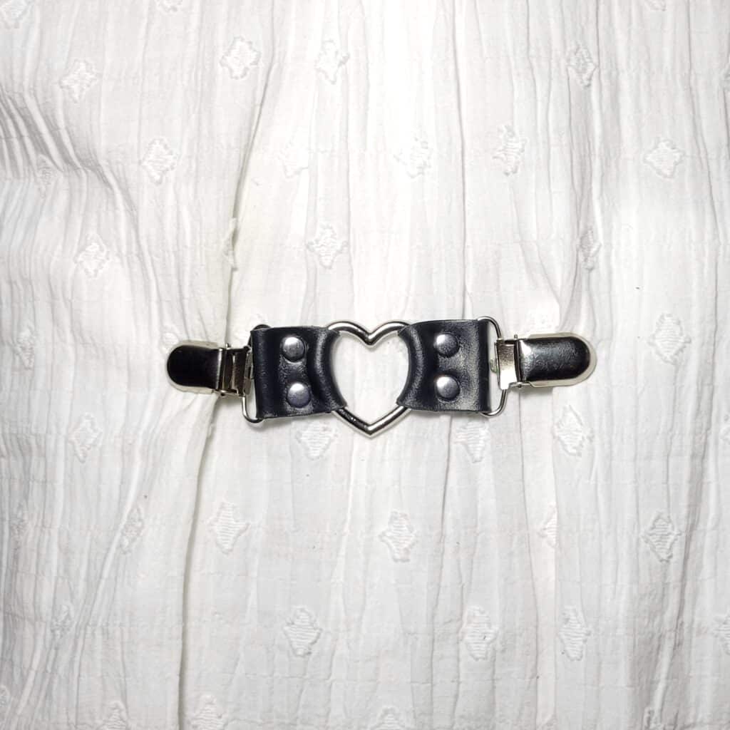 Black Leather Cinch Clip With Silver Tone Clips & O-ring. Shirt Clip ...