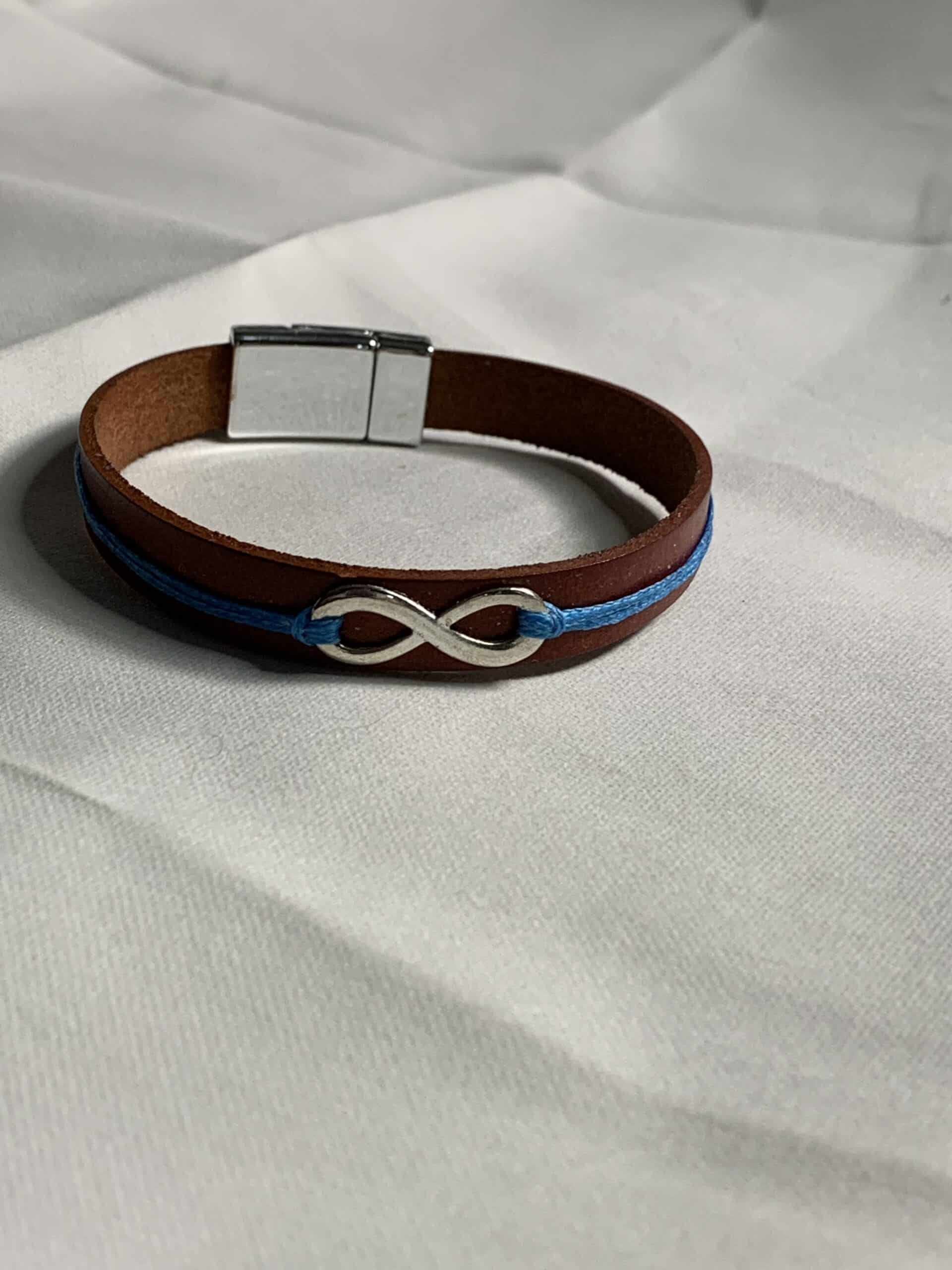 Leather infinity blue bracelet - My Community Made