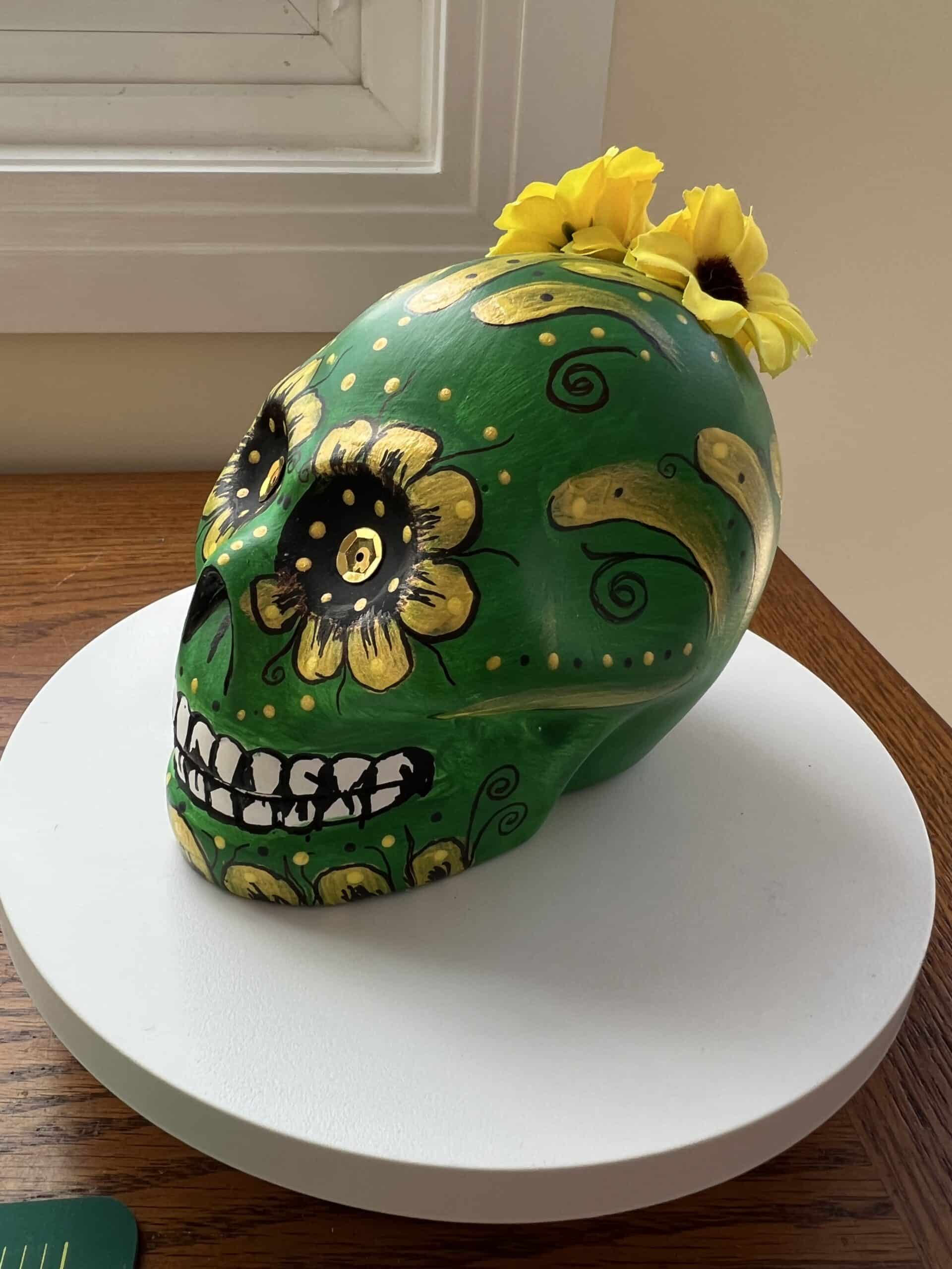 Dia de los Muertos Calaca for your Ofrenda - Dark Green and Gold My ...