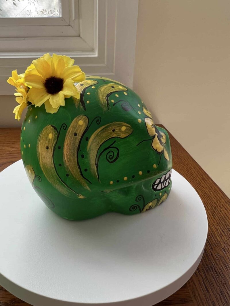 Dia De Los Muertos Calaca For Your Ofrenda - Dark Green And Gold My ...