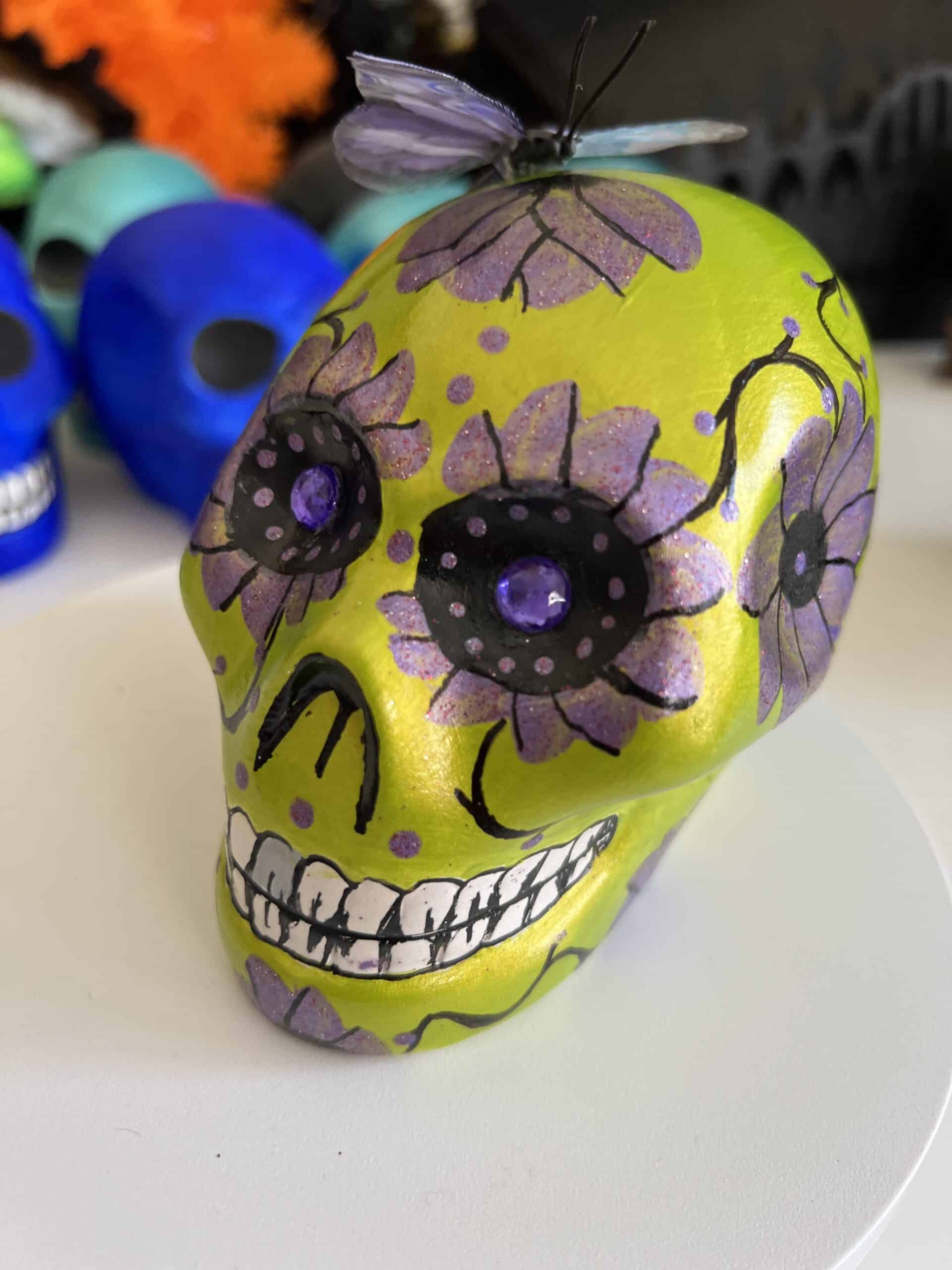 Dia de los Muertos Calaca for your Ofrenda - Light Green and Purple My ...