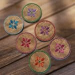 Fun Embroidered Cork Coasters-Set Of 6 - My Community Made