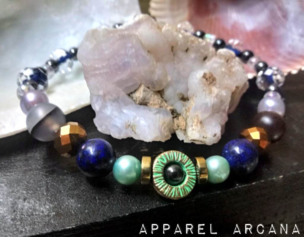 ~ Amphitrite ~ Lapis Agate Freshwater Pearl Shell & Glass Jewelry Set ...
