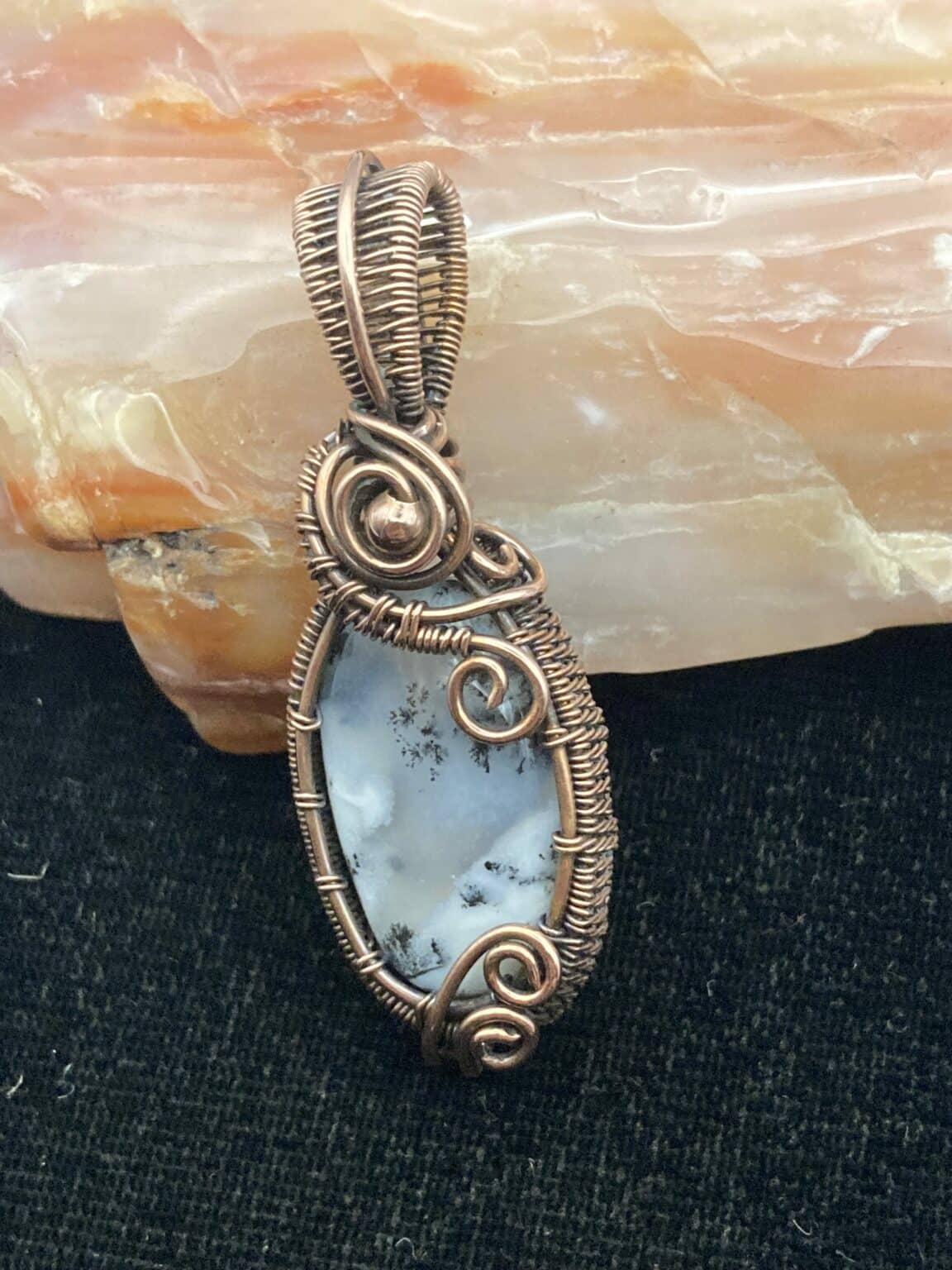 Mini Pendant Copper Dendritic Opal/Agate Stone - My Community Made