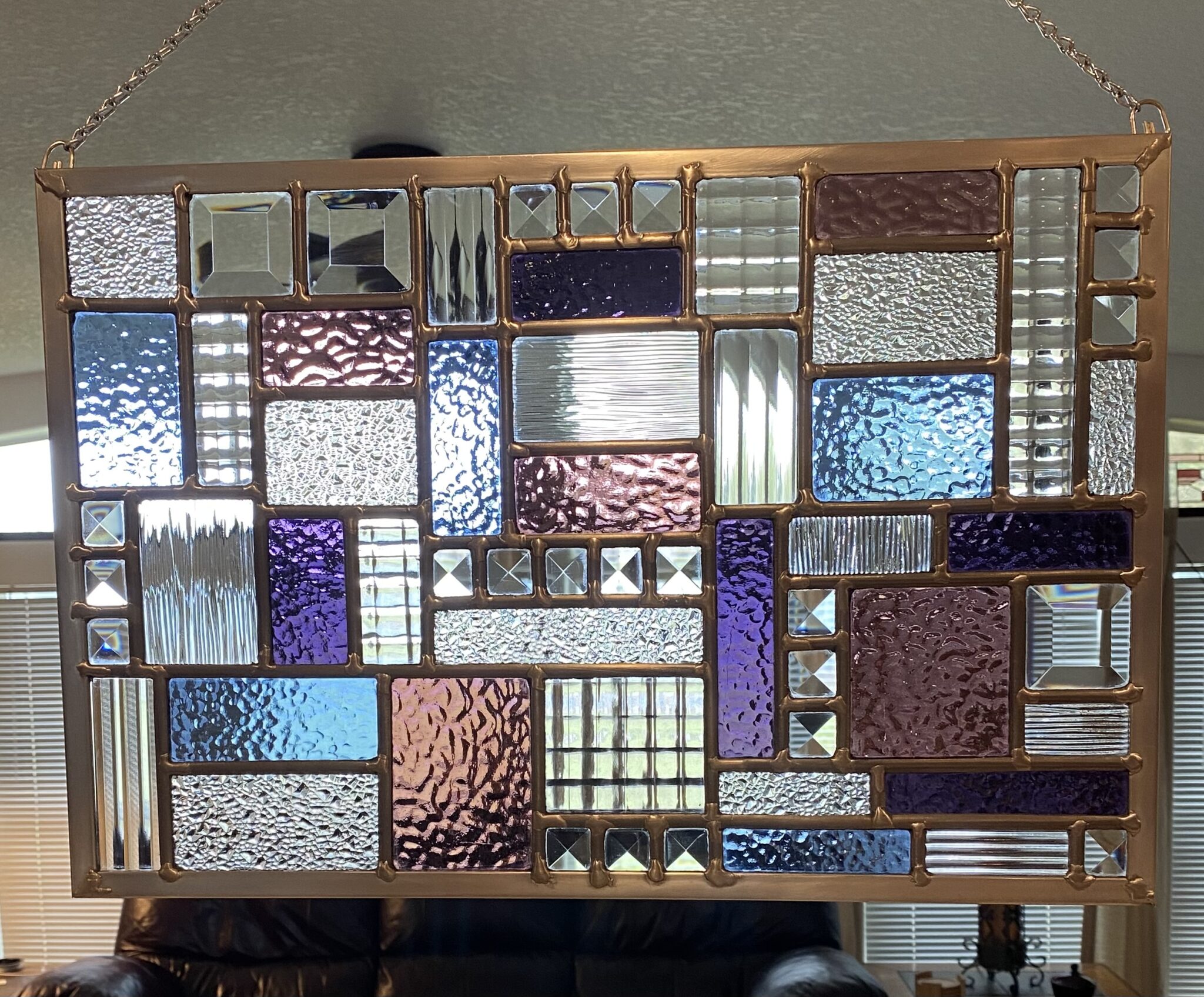 Beautiful 3-Color Geometric Style Stain Glass With Bevels - My ...